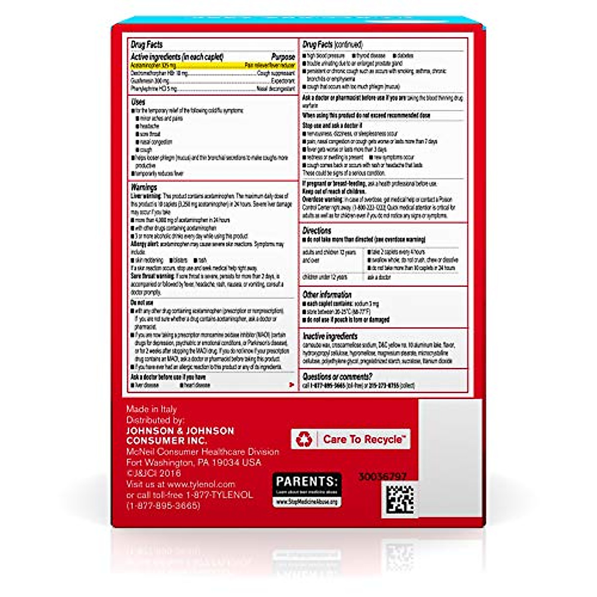 Tylenol Cold Flu Severe 50 packs of 2 Caplets in Each pack, Dispenser Pouch Box