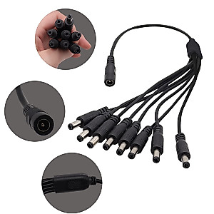 mxuteuk Security Camera Power Supply 12V 5A Power Supply AC Adapter 100-240V 50-60hz LED Power Transformers,with 8-Way Power Splitter Cable (2 Prong)