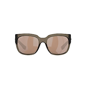 Costa Del Mar Womens Waterwoman Rectangular Sunglasses, Taupe/Copper Silver Mirrored Polarized-580g, 55 mm