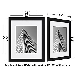 ELSKER&HOME 16x20 Picture Frame,Photos 11x14 with mat or 16 x 20 without Mat,Black Poster Frame Set of 3, Include 3 Wall Art Prints, Horizontal and Vertical Wall Mounting
