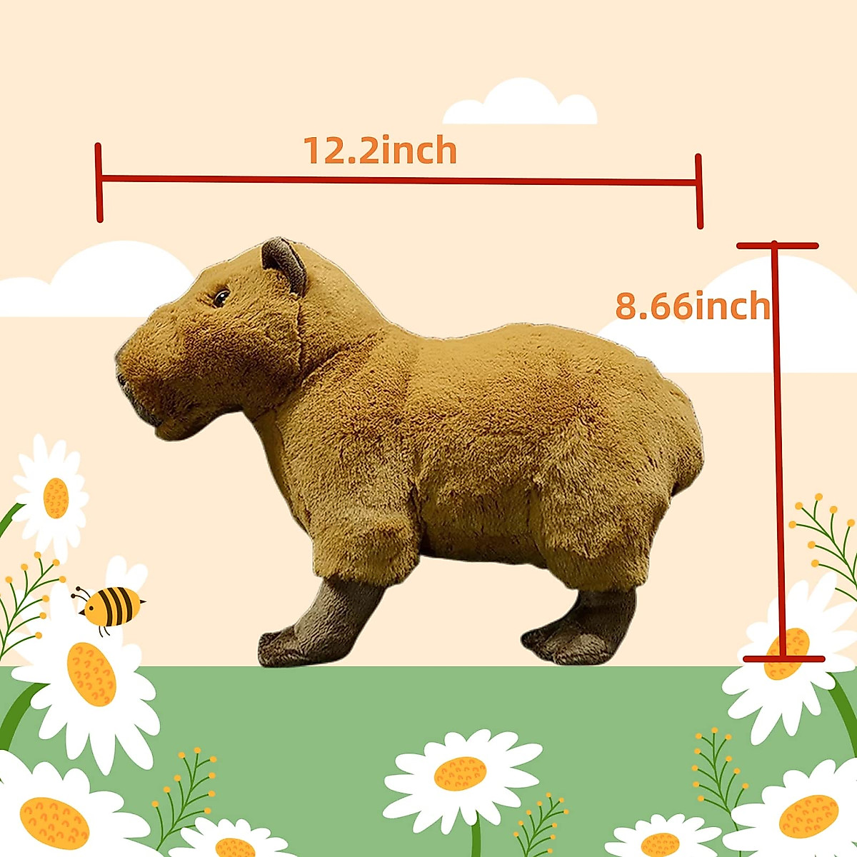 FRANKIEZHOU Realistic Capybara Plush Toy 12”,Lifelike Rodent Capybara Stuffed Animals,Pillow Plush,Soft Wild Animals Crawling Capybara Stuffed Toys,Plushie Toys,Gifts for Kids,Baby Gift, Cry Babies
