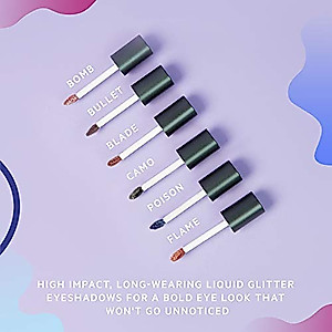 Flower Beauty Warrior Glitter Liquid Eyeshadow Long-Lasting High Impact Shimmer for Eyes CrueltyFree Makeup, Poison, 0.135 Ounce