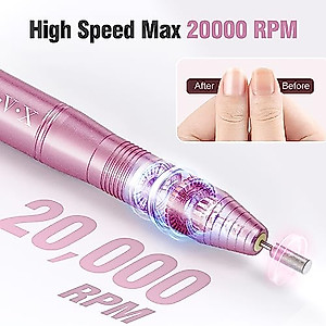 Portable Electric Nail Drill Machine, Professional 20000 RPM USB Manicure Pedicure Drills for Acrylic Nails Gel Polishing Shape Tools