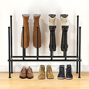 Urban Deco Boot Rack Organizer for Tall Boots, Black Metal Boot Storage Rack, Boot Holder Fit for 6 Pairs, Free Standing Shoe Racks for Entryway, Closet, Outdoor, Garage (Black-6pairs)