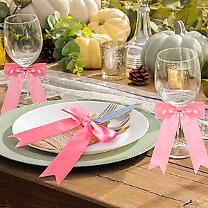 Canlierr 48 Pcs Christmas Pink Twist Tie Bows 5 x 7 inch Pastel Satin Ribbon Bows with Twist Tie Craft Bows for Xmas Gift Wrapping Wedding Birthday