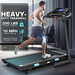 FUNMILY Treadmill 300 lb Capacity with Incline, Ultra-Wide Running Area, Max 3.25HP Large Folding Treadmill for Home Black