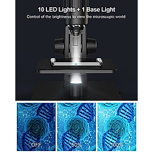 7'' LCD Digital Microscope 2000X Biological Lens & Digital Lens, Ankylin 12MP Coin Microscope for Error Coins, Remote Control, 10 LED Light, USB Soldering Microscope for Adults/Kids