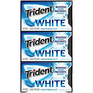 Trident White Peppermint Sugar Free Gum, 16 Count (Pack of 9)