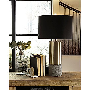 Signature Design by Ashley Jacek Modern Contemporary Table Lamp, 2 Count, Gray & Brass Finish