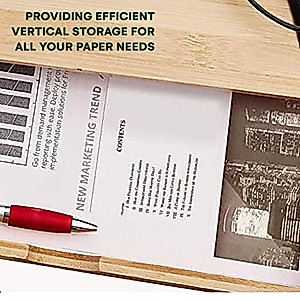 Prosumer's Choice Bamboo Four Cubby Paper Letter Tray Organizer with Single Pull-Out Drawer for Home and Office | Desktop Organizer with Drawer - Natural Bamboo Color