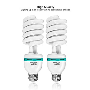LimoStudio [4 Pack] 45W Pure White Neutral Daylight CFL Light Bulb, 5500K 2300Lumen, Compact Fluorescent Full Spectrum Photo Lighting, Photography, Video, Streaming, High Energy Efficiency, AGG874