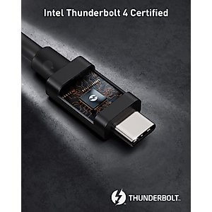 Maxonar [6.6Ft] Thunderbolt 4 Cable Intel Certified, Active Thunderbolt 4 Cable 40Gbps with 8K Display and 100W Charging Compatible with Thunderbolt 4, Thunderbolt 3, USB C, and USB4