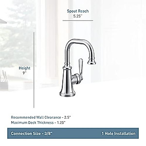 Moen S44101BG Colinet One-Handle Single Hole Traditional Bathroom Sink Faucet, Brushed Gold