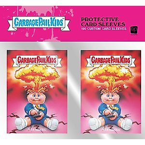 Garbage Pail Kids Premium Card Sleeves | 100 Card Protector Sleeves | 64mm x 89mm Sleeves Fit Standard Size Playing Cards & Collector Cards | Card Sleeve Back Artwork Featuring Adam Bomb Character