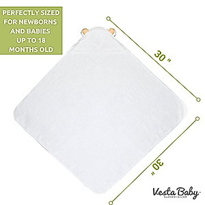 Bamboo Baby Hooded Bath Towel and Washcloth Set for Sensitive Skin, Natural Eco-Friendly 30 x 30 inch Soft Absorbent Towel for Babies, Toddlers, Infants, Little Kids