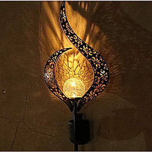 HDNICEZM Garden Solar Light Outdoor Decorative, Flame Crackle Glass Globe Stake Metal Lights，Waterproof Warm White LED for Pathway, Lawn, Patio, Yard.