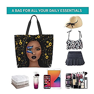 YBSJDQ African American Woman Tote Bags Shoulder Bag Afro Black Girl Magic Satchel Handbags For Shopping,Work,Gym,Gift Bag