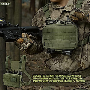 WYNEX Tactical Mag Admin Pouch, Molle Utility Tool Pouch Medical EMT Organizer with Triple Stacker Magazine Holder for M4 M16 Patch Included