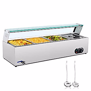 WILPREP Commercial Food Warmer for Parties Hotels Restaurants, 1200W Buffet Server and Warmer, 4pc Electric Warming Tray for Food or Sauces, Catering Food Warmer with 4 Stainless Steel Chafing Dishes