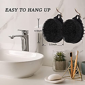 2Pack Silicone Body Scrubber, Qewro Dual-Sided Body Buffer Exfoliating Brush with Silicone Loofah, Scalp Exfoliator Hair Shampoo Skin Cleaning, Bath & Body Brushes for Men Women use in Shower