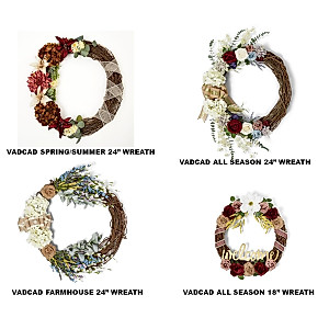 VADCAD Front Door Wreath - Farmhouse 24 Inch All Season – Artificial Flowers – Welcome Wreath – Farmhouse Décor for The Home – Modern Home Décor