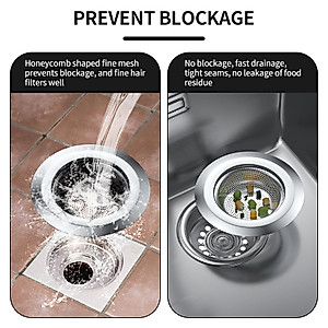 Kitchen Sink Strainer Stainless Steel, Kitchen Sink Drain Strainer, Kitchen Sink Drain Basket, Sink Strainers with Large Wide Rim 4.5" Diameter for Kitchen Sinks … (Stainless Steel)