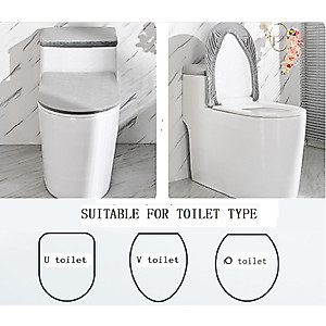 Toilet Tank Lid Cover and Toilet Lid Cover, Bathroom Toilet Lid Seat Cover Set,Toilet Protector Cover，Stretch Washable Spandex Fabric, Fits Most Toilet Tanks & Lids，Hotel and Home，Light Grey (4)