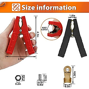 Linkstyle 2PCS 500A Pure Copper Car Battery Charger Clamps,Power Replacement Battery Alligator Clips,Jumper Cables Clamp Crocodile Clamp,Welding Machine Clamp Suitable for Car Boat 12V 24V 36V Input