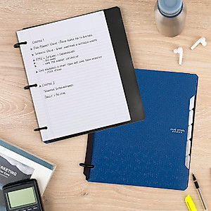 Five Star Flex Hybrid NoteBinder, 1 Inch Binder with Tabs, Notebook and 3-Ring Binder All-in-One, Blue (29328AD2)