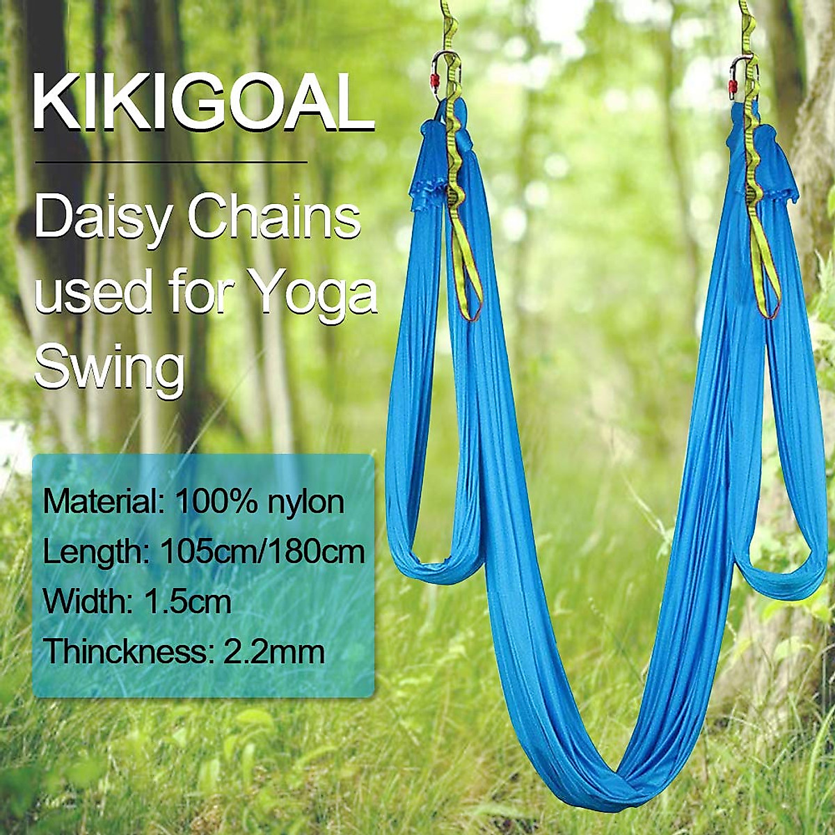 KIKIGOAL 2pcs Safety Daisy Chains Strong Climbing Strap Adjustable Nylon Strap Rope Yoga Pilates Stretching Straps (grey, 105cm * 1.5cm/41.34'x0.59")