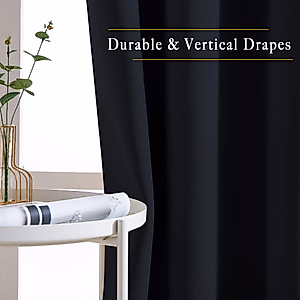 NICETOWN Black Blackout Curtains 84 inch Long - Light Reducing Thermal Insulated Solid Grommet Blackout Curtains/Panels/Drapes for Living Room (Set of 2, W52 x L84)