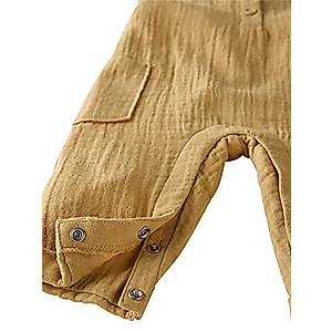 little planet by carter's unisex-baby Organic Cotton Gauze Overall Jumpsuit, Ochre, 6 Months
