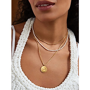 YorzAhar Round Imitation Pearl Necklace Wedding Pearl Necklace for Brides White