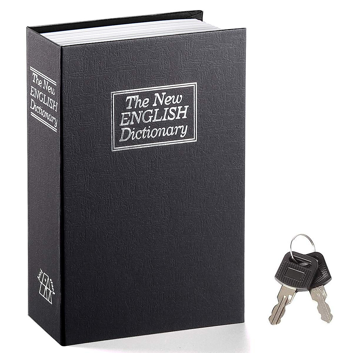 Book Safe with Key Lock – Jssmst Home Dictionary Diversion Safe Lock Box Safe Metal Box, Black Large, SM-BS004BL