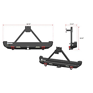 Ronghui Cherokee XJ Rear Bumper with Spare tire carrier and D-Rings Compatible with 1984-2001 Cherokee XJ