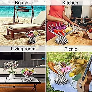 AIFUSI Fruit Bowl for Kitchen Counter, Large Stainless Steel Rotation Fruit Basket Countertop Fruits Stand Holder Creative Home Decor Bread Vegetable Storage Organizer for Living/Dining Room