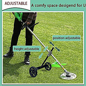 MUTOGLAVA Adjustable String Trimmer Support Wheel Attachment, 6inch Wheels Auxiliary Walk Behind String Trimmer with 26mm (1 Inch) Fixed Seat and 2 Silicone Pads for Weed Trimmer Grass Cutter Holder