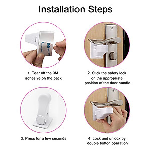 Platinray Door Knob Handle Child Proof,3M Adhesive Door Lever Lock Child Proof for Kids&Pets, Non-Destructive Removal Child Locks for Door, Faucet, and Cabinets
