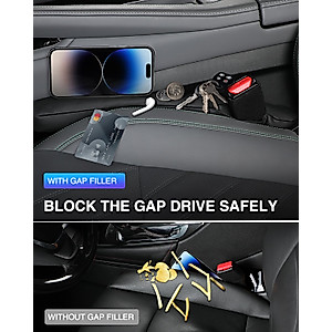 Homaupt Leather Car Seat Gap Filler Universal for Car Truck SUV to Block The Gap Between Seat and Console Stop Things from Dropping 2 Packs Black