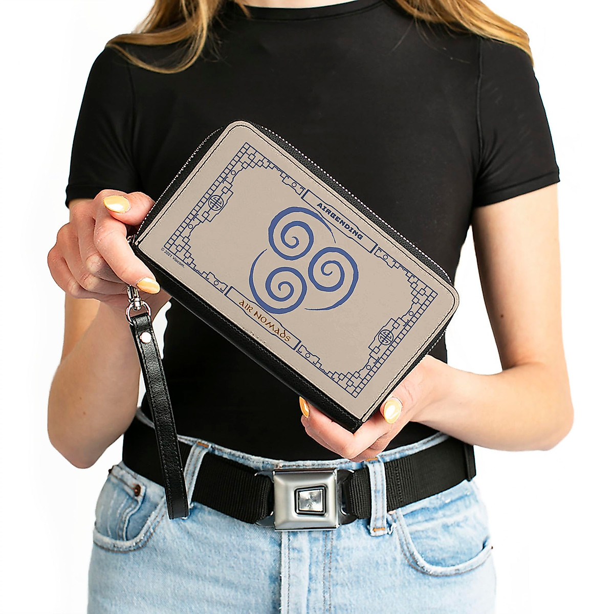 Buckle-Down Nickelodeon Wallet, Zip Around, Avatar the Last Airbender Airbending Air Nomads Icon Cream, Vegan Leather