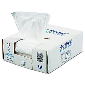 Inteplast Group Ice Bucket Liner Bags, 3 Qt, 0.24 Mil, 12" X 12", Clear, 1,000/carton
