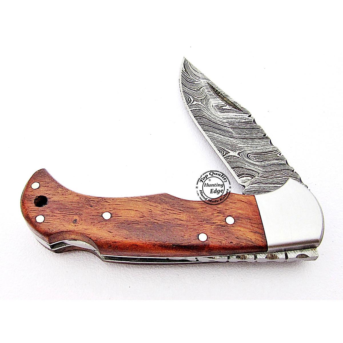 Hunting Edge Rose Wood 6.5'' 100% Handmade Damascus Steel Folding Pocket Knife 100% Prime Quality