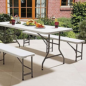 Todeco 6FT Folding Bench White 2Pcs, Portable Garden Picnic Party Camping Dining Bench Seat with Carrying Handle,Use Indoor/Outdoor, Max Load 660 Lbs