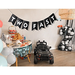 Two Fast Banner - Two Fast Car Birthday Party - Vroom Car Party - Second Birthday Party - Two Fast Flag Banner
