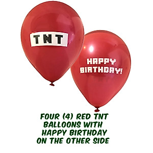 Party Ninja 24 Pack of Extra Large Pixel Miner Crafting Birthday Balloons - Double Sided Prints - 12" Party Balloons For Birthday Party Decorations