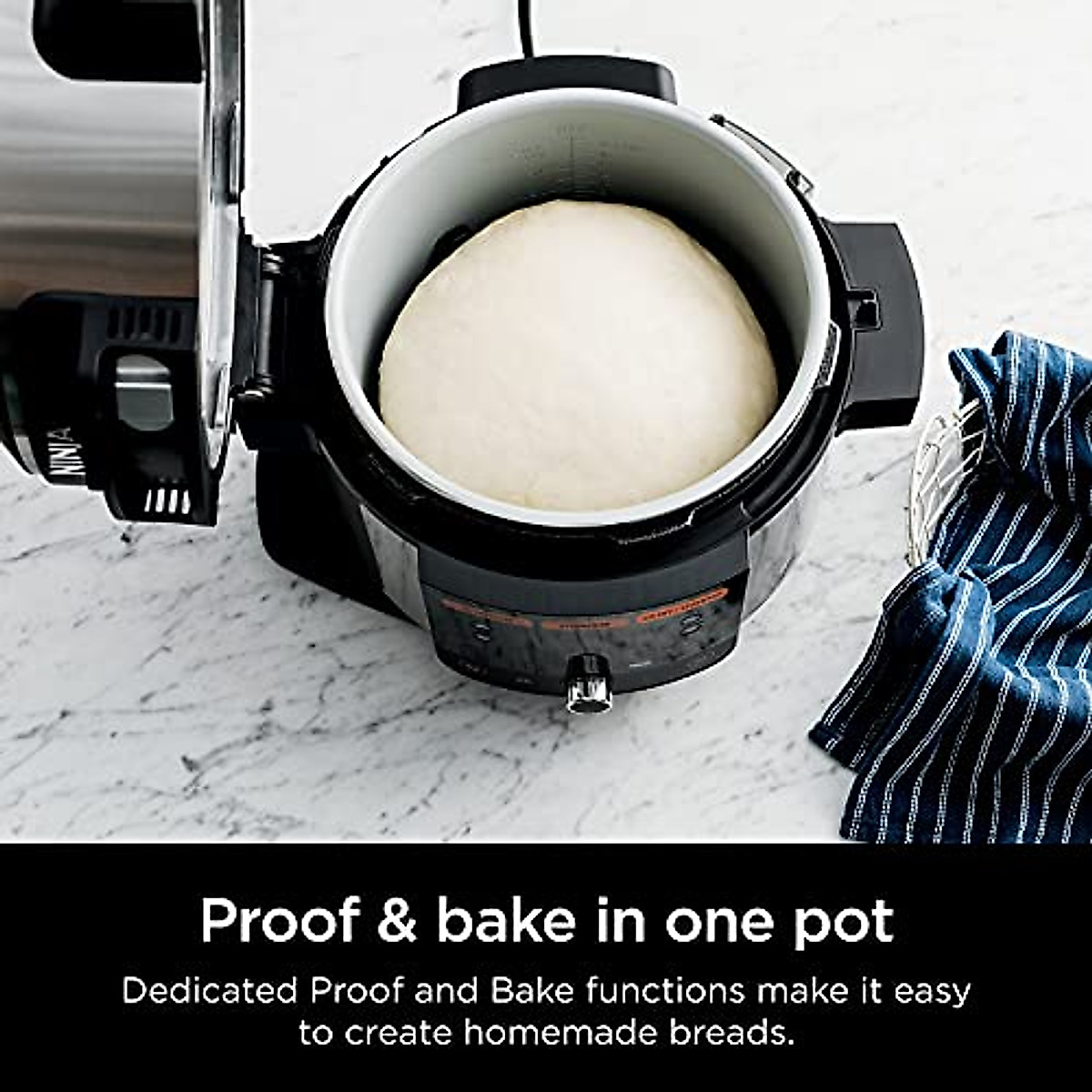 Ninja OL501 Foodi 6.5 Qt. 14-in-1 Pressure Cooker Steam Fryer with SmartLid, that Air Fries, Proofs & More, with 2-Layer Capacity, 4.6 Qt. Crisp Plate & 25 Recipes, Silver/Black