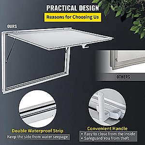 VEVOR Concession Window 64 x 40 Inch, Concession Stand Serving Window Door with Double-Point Fork Lock, Concession Awning Door Up to 85 Degrees for Food Trucks, Glass Not Included
