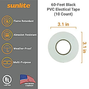 Sunlite E178 White ELECTRICAL Tape (10 Pack)