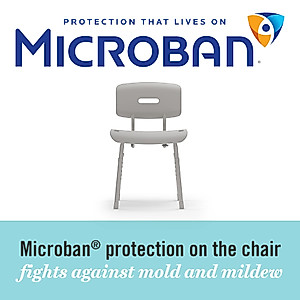 Medline Martha Stewart Euro Style Shower Chair with Microban for Disabled, Seniors and Elderly, Bath Chair for Tub, Supports up to 300 lbs.