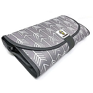 SnoofyBee - Portable Baby Changing Station: Compact, Clean-Hands Design with Dual Storage Pockets - Waterproof & Stylish (Grey Arrow)